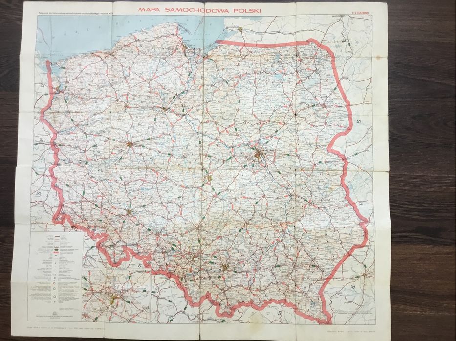 Mapa samochodowa Polski 1981 Łomianki Dolne • OLX.pl