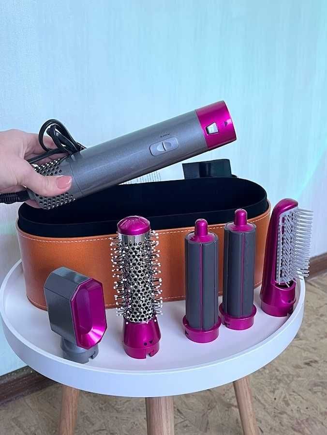 Фен Дайсон для волосся 5в1! Стайлер dyson з 5 НАСАДКАМИ + кожаний кейс ...