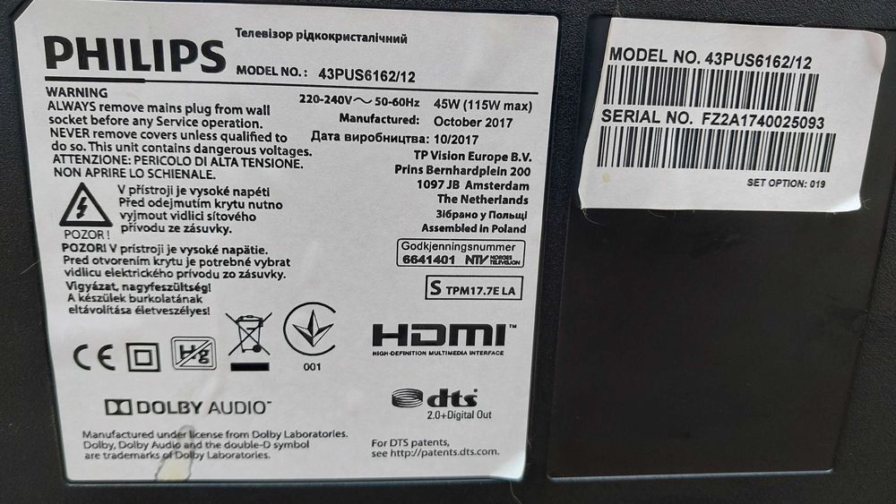 TV Philips 43 polegadas - 43PUS6162/12 (ler descrição) Sintra (Santa ...