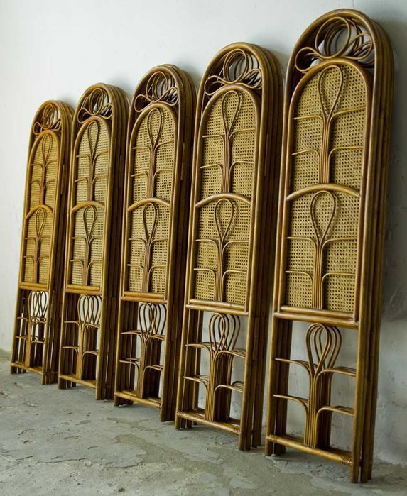 Parawan rattanowy vintage boho retro drewniany Biłgoraj • OLX.pl