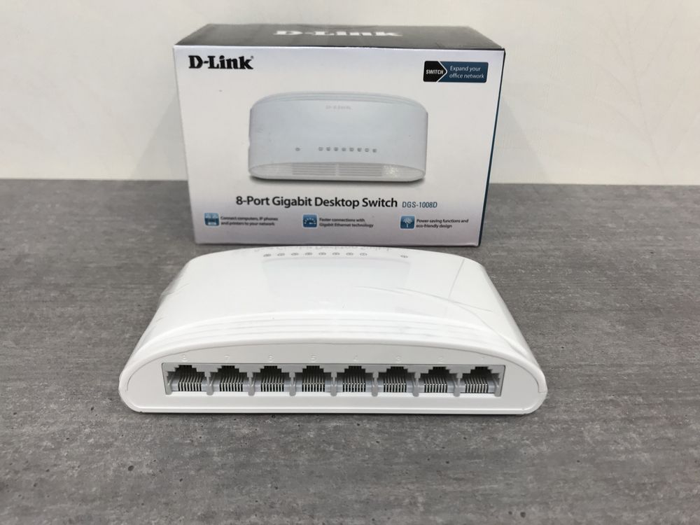 1Гб D-link коммутатор гигабитный свич свитч на 8 портов для интернета ...