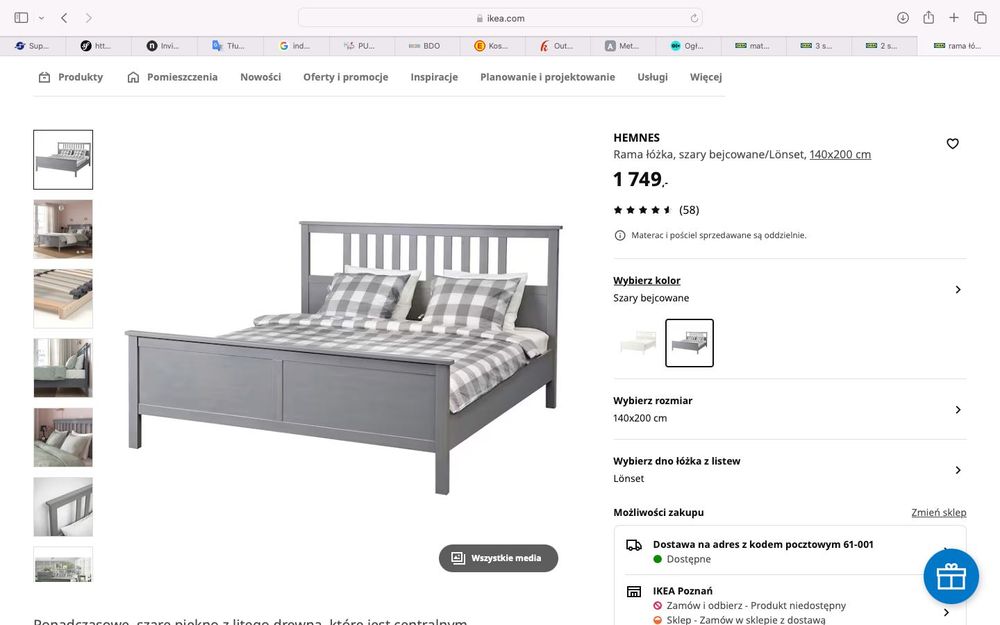HEMNES IKEA komplet łóżko, komoda, szafka nocna 2x, STAN IDEALNY Pobiedziska • OLX.pl