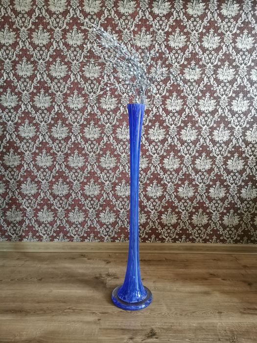 Ваза метрова висока синя скляна 350 грн Інші товари для дому Кропивницький на Olx