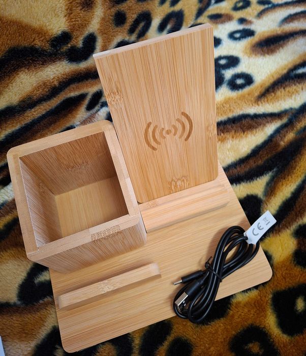 Setty organizer biurowy z ładowarką indukcyjną bambusowy Katowice ...