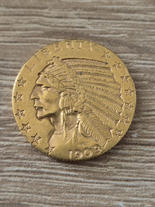 5 dolarów indianin historyczna złota moneta oryginał usa 1909 Kraków Stare Miasto • OLX.pl