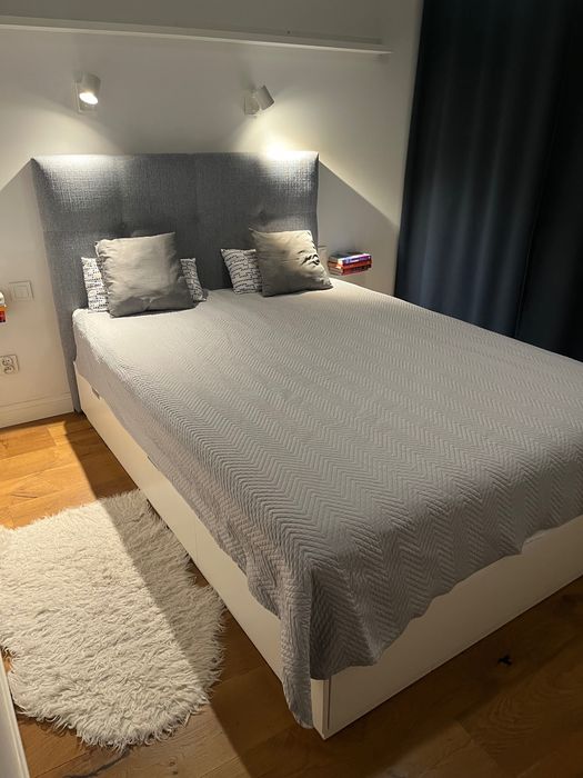 Łóżko z pojemnymi szufladami IKEA Nordli, stan bdb z zagłówkiem Warszawa Wola • OLX.pl