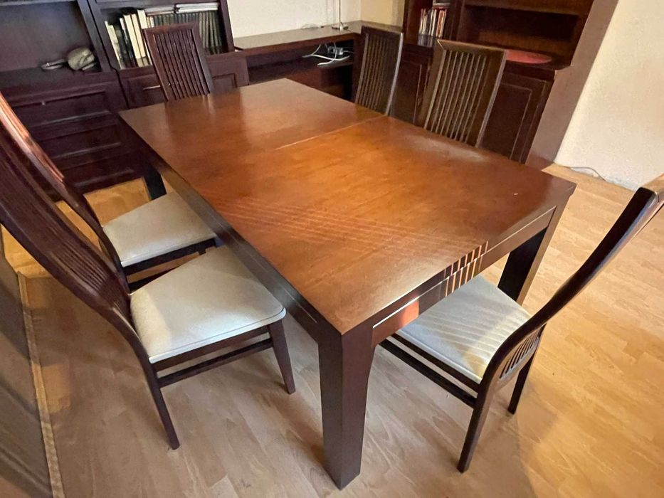 Stół drewniany 160x90 cm, rozkładany 210x90, 260x90 + zestaw krzeseł Sosnowiec • OLX.pl