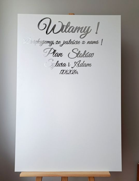 Tablica powitalna pleksi plan stołów personalizacja wesele ślub Leśnica ...