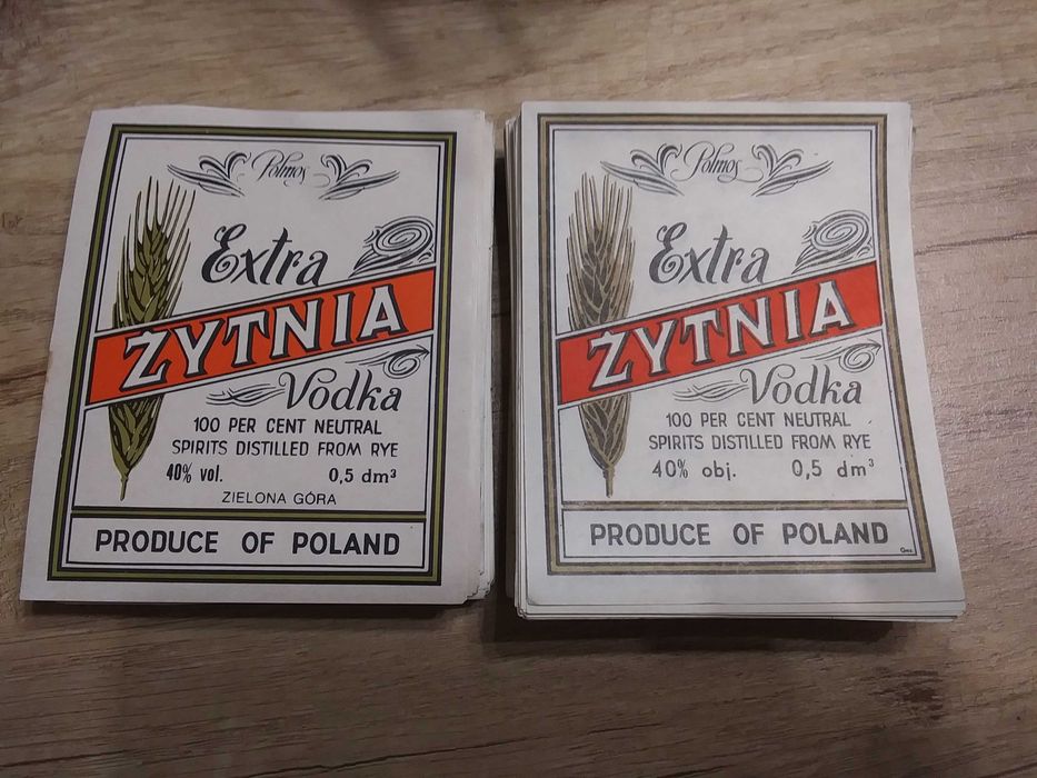 Stara etykieta butelka Wódka Extra Żytnia Polmos Zielona Góra PZPR PRL ...
