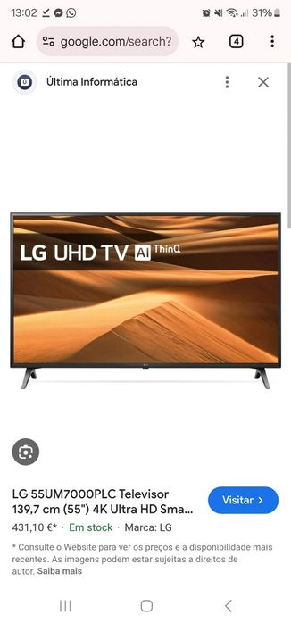 SMART TV LG 55 Polegadas 55UM7000PLC LED Smart TV 4K Espinho • OLX.pt