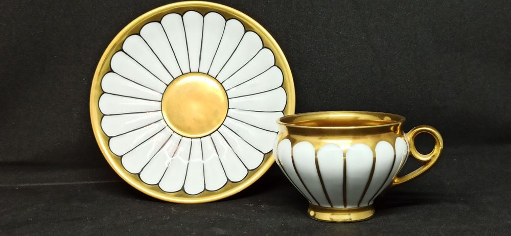 Porcelana Bawaria Hertel Jacob REHAU Duo MOKKA Złocona Kolekcjonerska ...