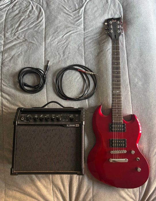Guitarra ESP LTD Viper-10 + Amplificador Spider V20 Line6 e Bônus ...