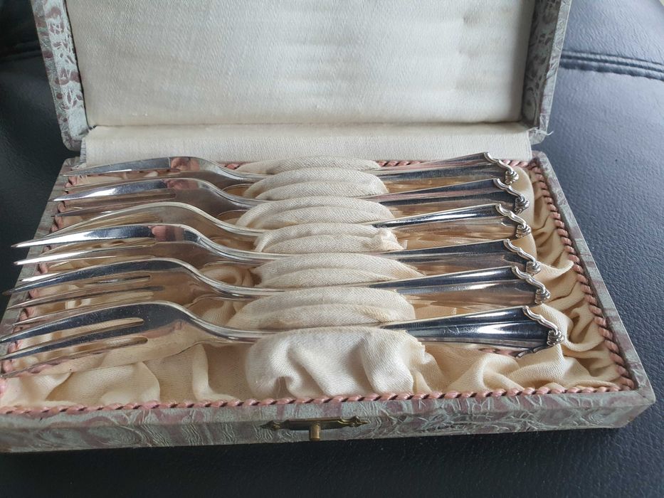 Niemieckie sztućce srebrne próba 800 idealny komplet 30 sztuk na 6 os ...