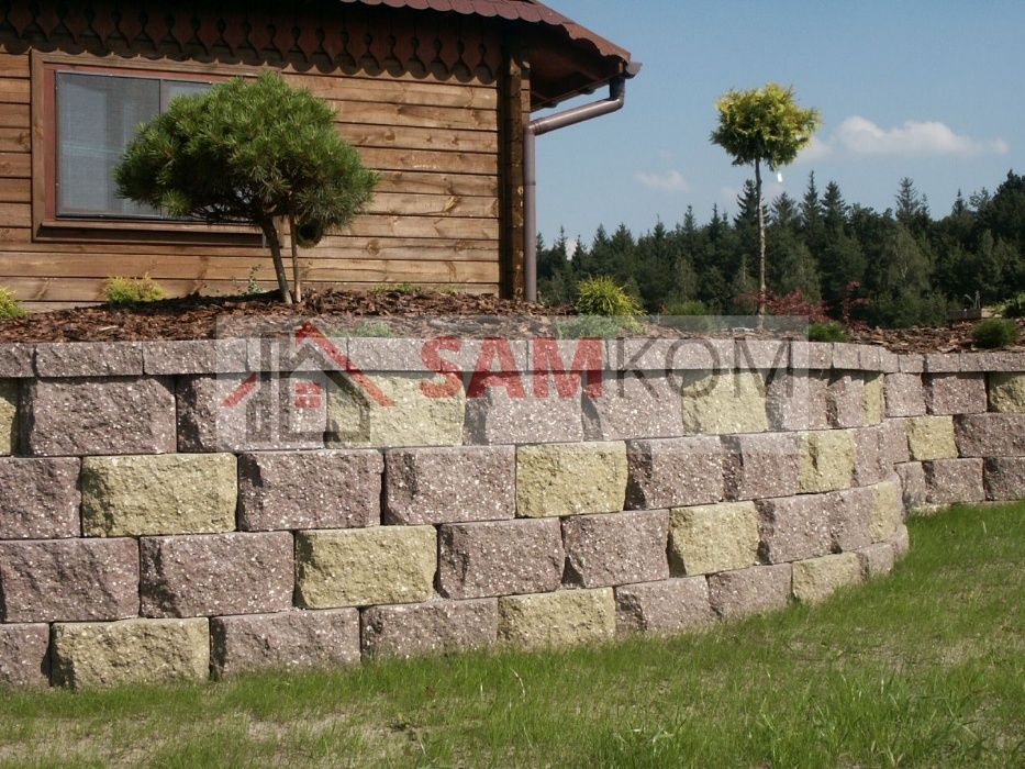 Pustak oporowy skarpowy mur murek ogrodowy łupany łukowy gazon grafit ...