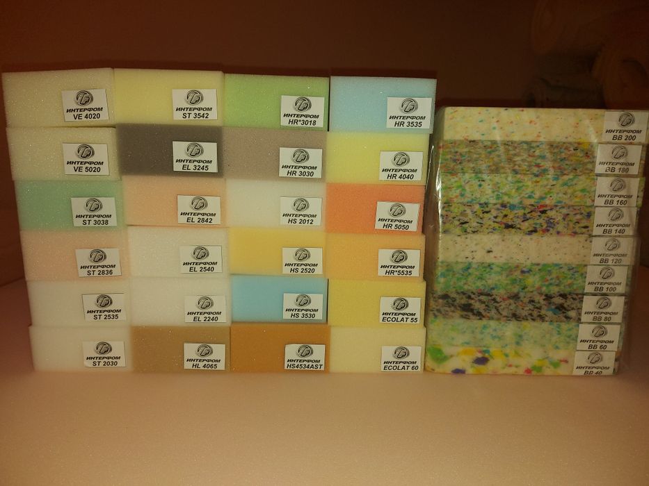 Поролон мебельный. Паралон. Пенополиуретан. ППУ HR, VE, ST, EL, ВВ, HL ...