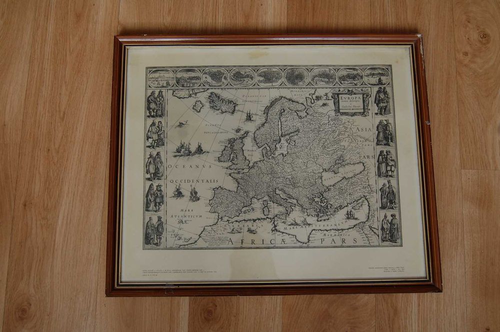 Stara, oprawiona mapa Europy z 1649 roku. Będzin Małobądz • OLX.pl