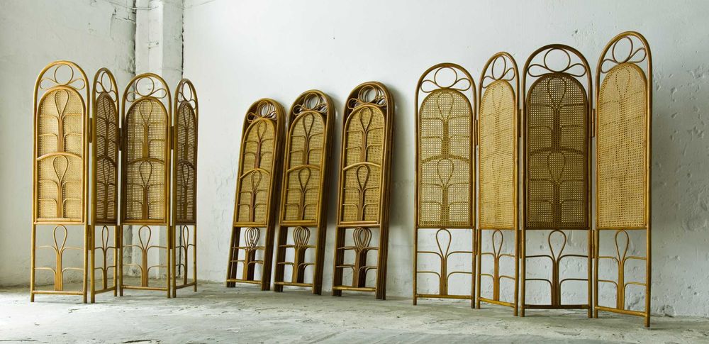 Parawan rattanowy vintage boho retro drewniany Biłgoraj • OLX.pl