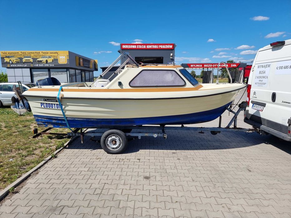 NOWA CENA zimowa, Łódź kabinowa CRESCENT 505 + EVINRUDE 90KM + WÓZEK ...