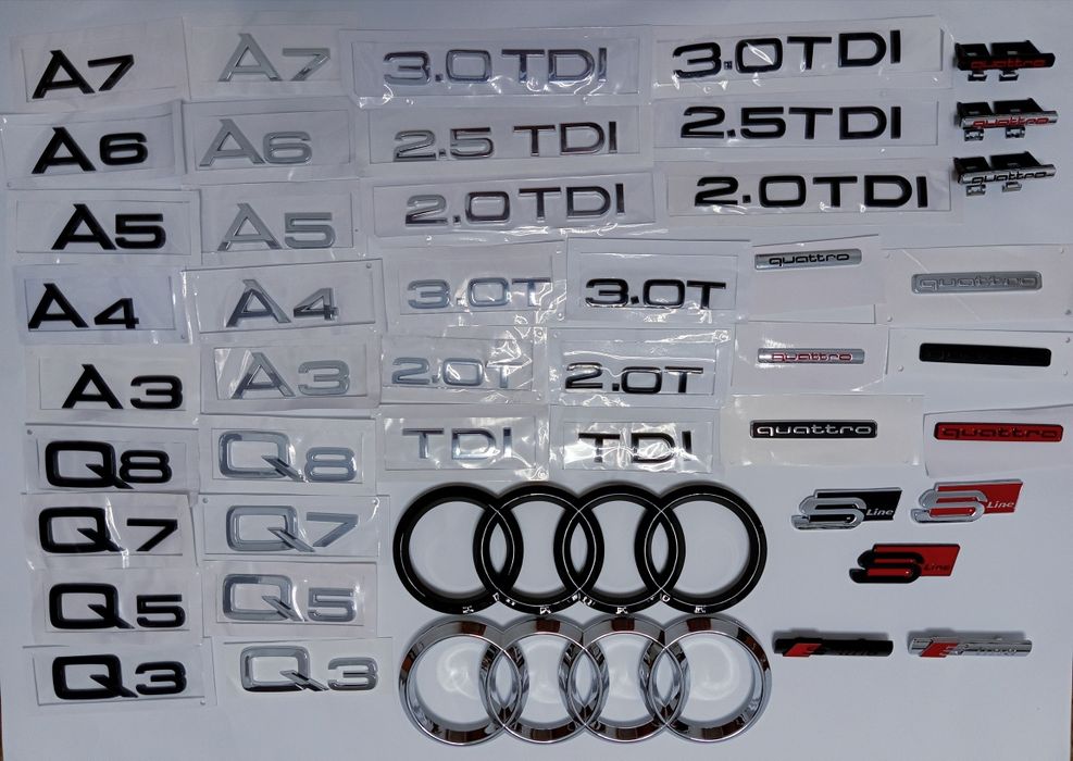 Шильдик на багажник Ауди Quattro Sline А4 А5 А6 2.0Т 3.0Т: 300 грн ...