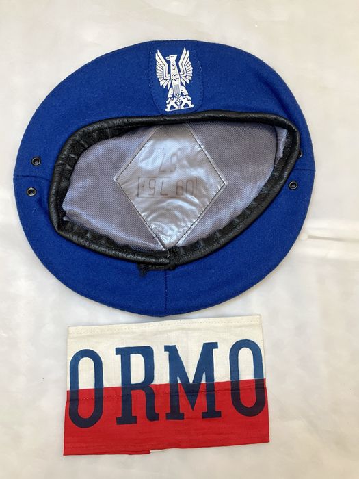 Beret ORMO z opaska ORMO 1975 rok! Duzy Rozmiar 57 zestaw oryginalny ...
