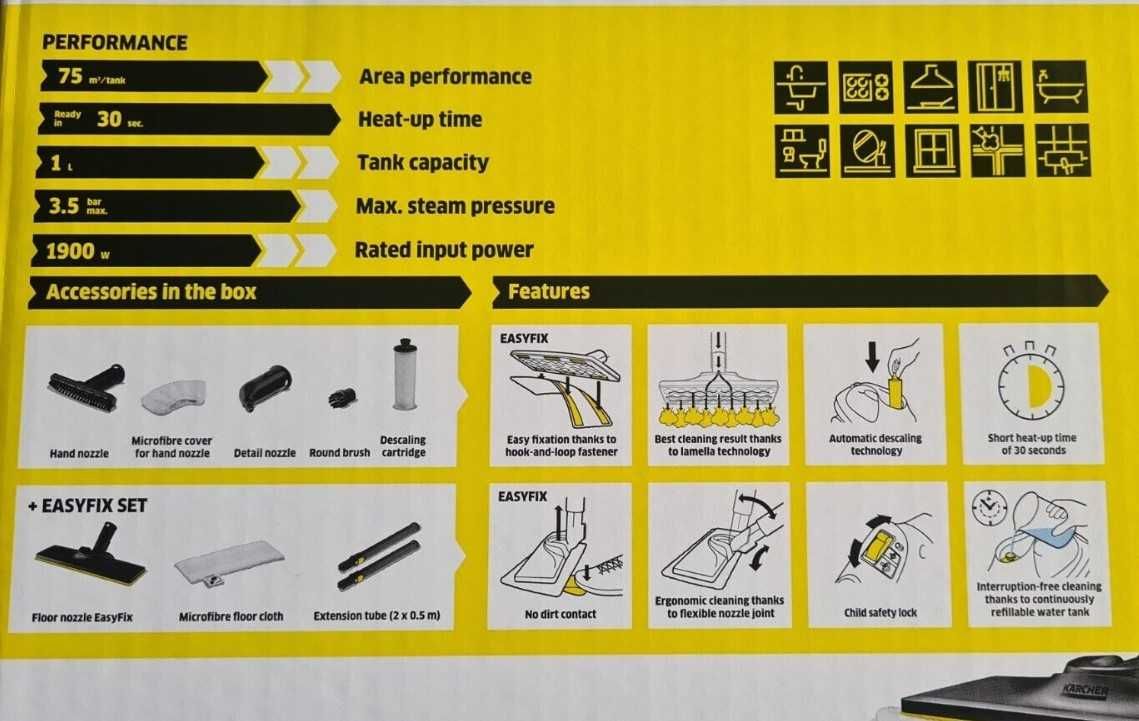 Пароочисник Kärcher SC 3 EasyFix / пароочиститель Керхер / Germany: 6 ...