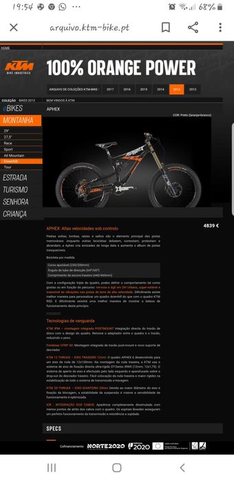 Ktm aphex downhill de 2017 com fatura de compra topo de gama como nova ...