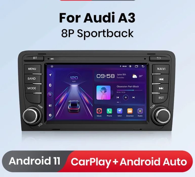 Rádio android Auto e Carplay Audi A3 8P S3 RS3 DSP GPS 2/32GB SELADO Rio de Mouro • OLX Portugal