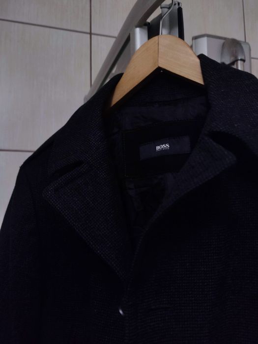 Płaszcz Hugo Boss XL czarny szary siwy wełniany elegancki męski pł ...