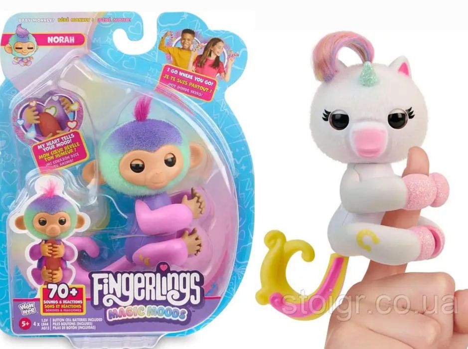 Інтерактивна мавпочка/єдиноріг 70+ звуків реакцій WowWee Fingerlings ...