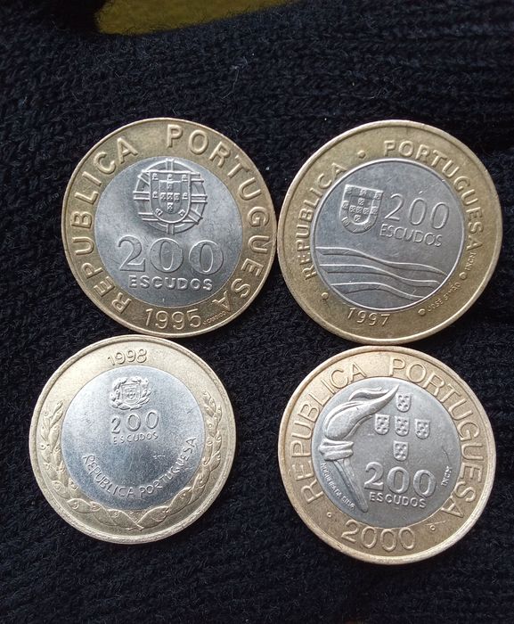 Moedas (4) Comemorativas Bi-Metálicas de 200 Escudos Almada, Cova Da ...