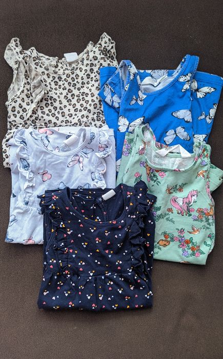 Piękne sukienki H&M 92 5 pak falbanki paka motyle panterka jednorożec Wasilków • OLX.pl