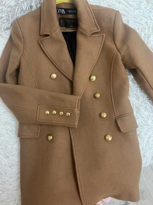 Płaszczyk Zara wełna Manteco wełniany złote guziki płaszcz rozm M Lublin • OLX.pl