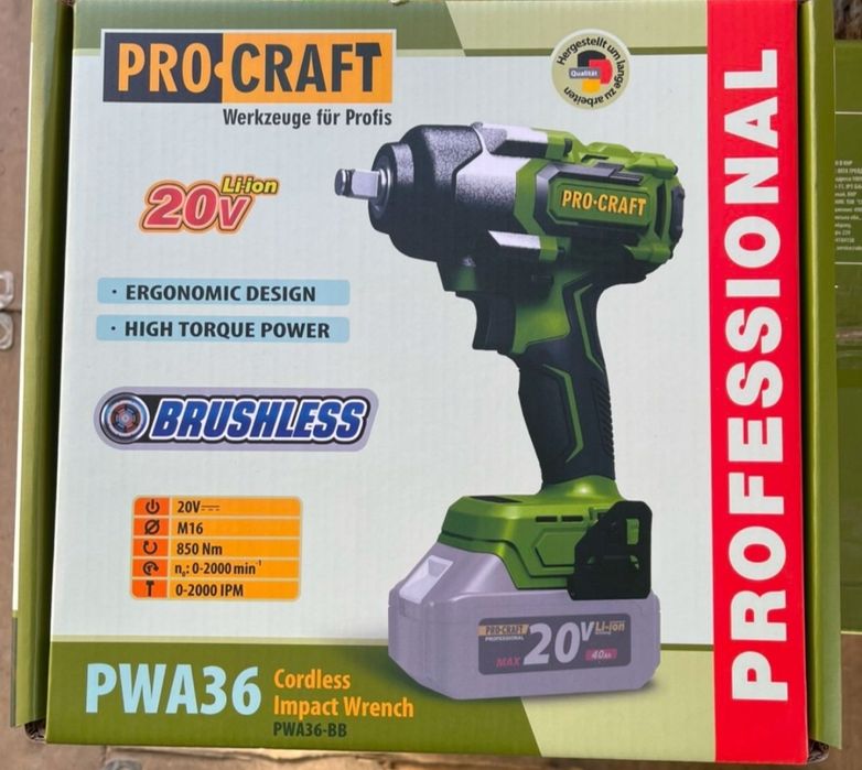 2АКБ! Акумуляторний гайковерт ProCraft PWA36, Гайковерт акумуляторний: 2 800 грн ...